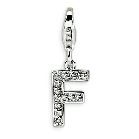 925 Sterling Silver Cubic Zirconia Cz Dainty Letter F Initial Name ...