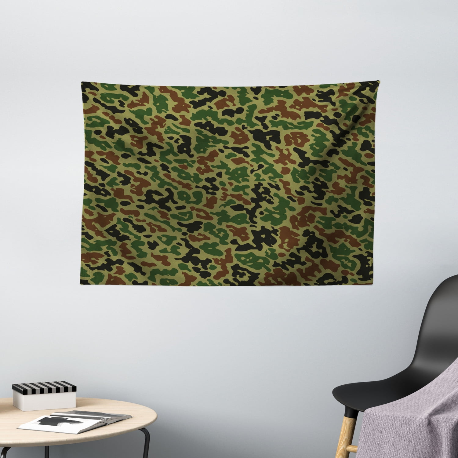Camo Tapestry, Military Summer Camouflage Pattern Grungy Texture Hidden ...