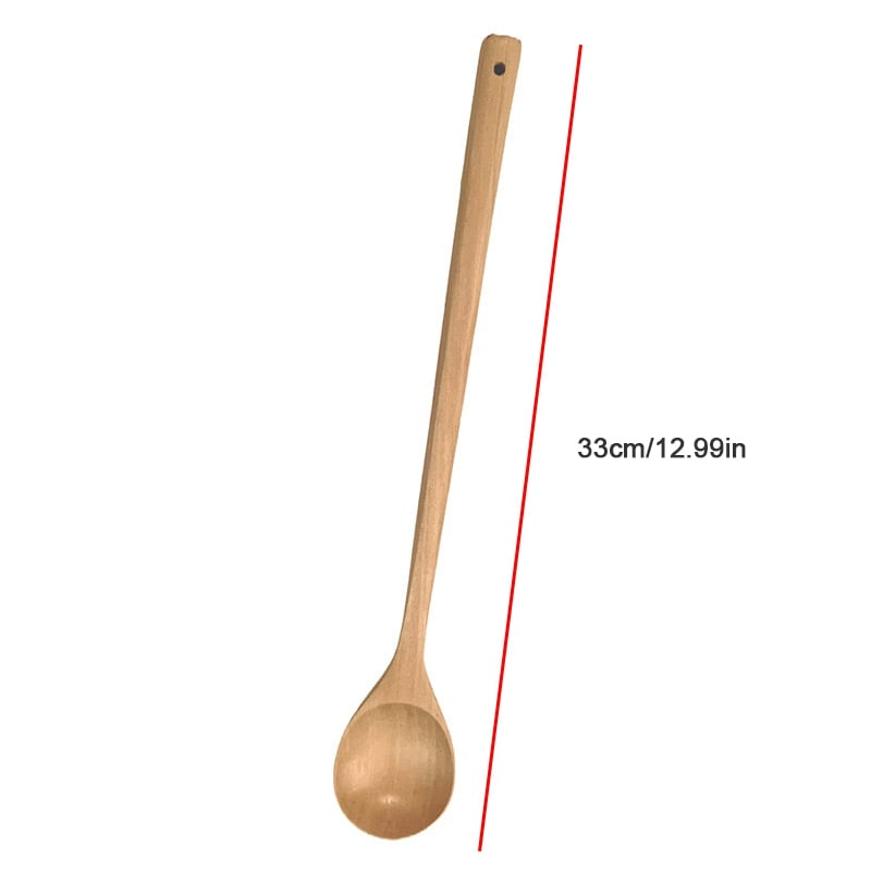 Buy Wooden Spoon 13-inch, Long Handle Cooking Spoon - Nonstick Spoon ...