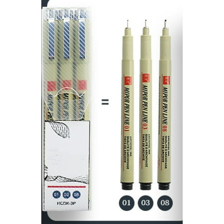Precision Micro-Line Pens, 3 Size Black Micro-Pen Fineliner Ink Pens ...