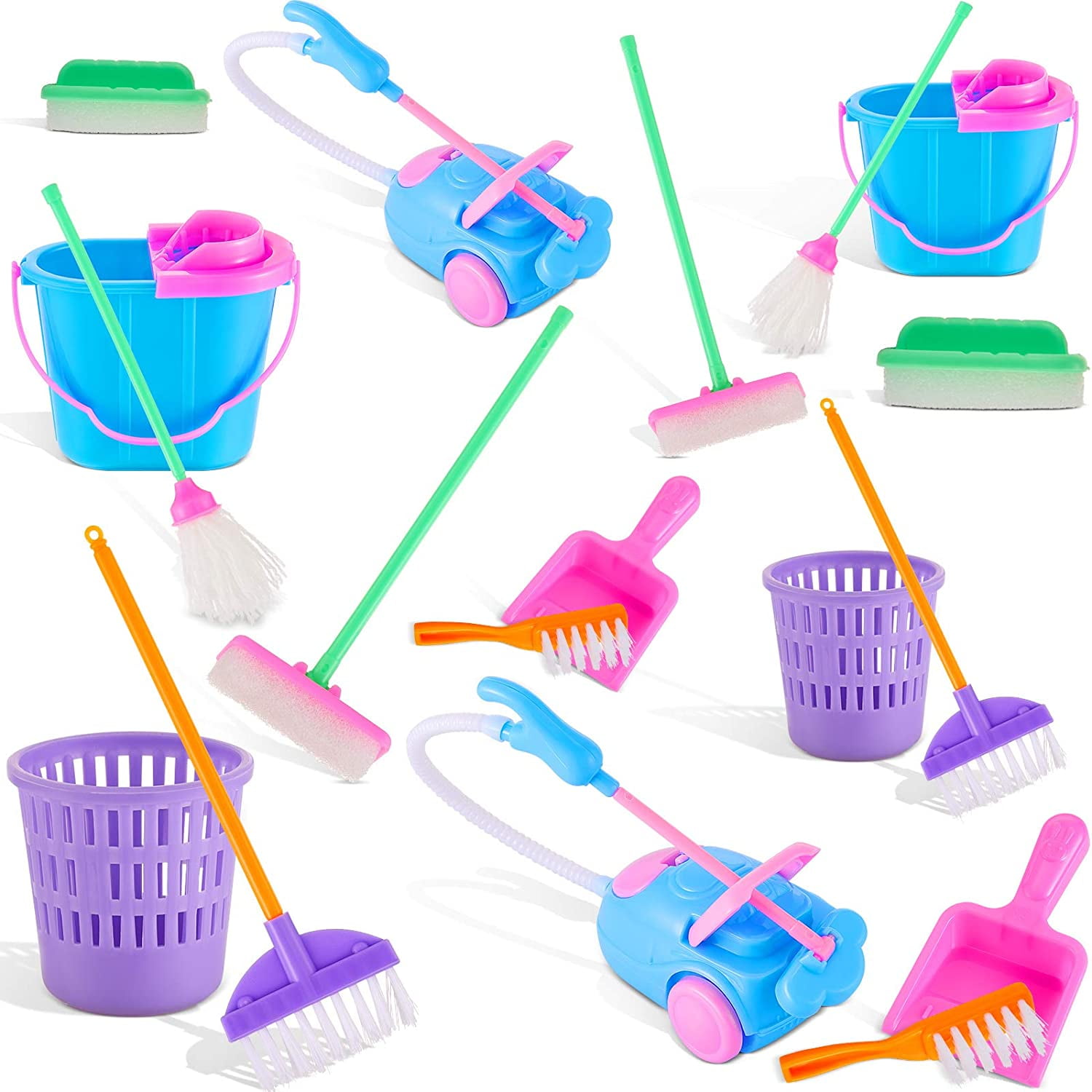 Mini Modern Mop Set 1:12 Dollhouse Floor Cleaning Bucket Craft Supplies ...