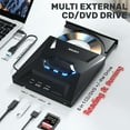 5-in-1 USB C Portable CD/DVD Drive with SD Card Reader, External Disk ...