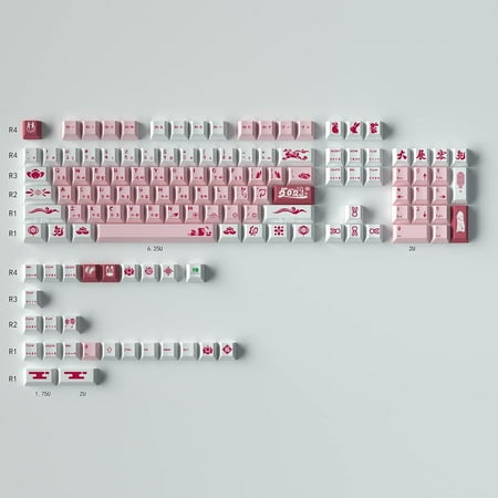 PBT Pink White Keycaps Chinese Rabbit Cherry Profile Keycap Full Set ...
