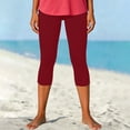 Annhoo Womens Casual Capris Irregular Hem Solid Color Stretchy Capris ...