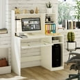 Topbuy Computer Desk with Storage Shelf Wooden Writing Desk w/ Hutch ...