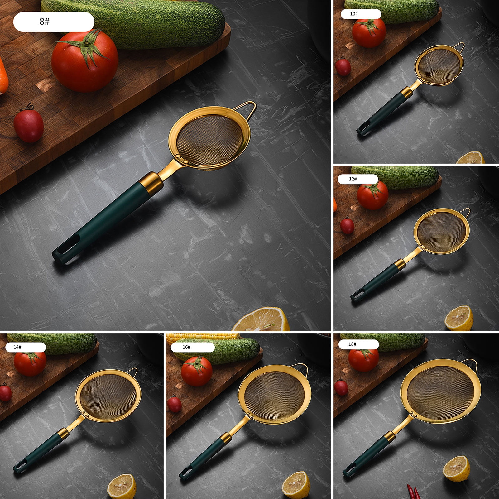 nbuaila Flour Sieve Extended Spoon Handle Comfortable Grip Filter ...