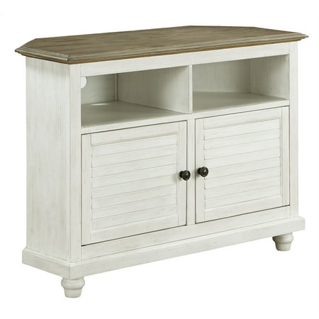 Farmhouse Two-Tone Wood Corner TV Stand in White - Walmart.ca