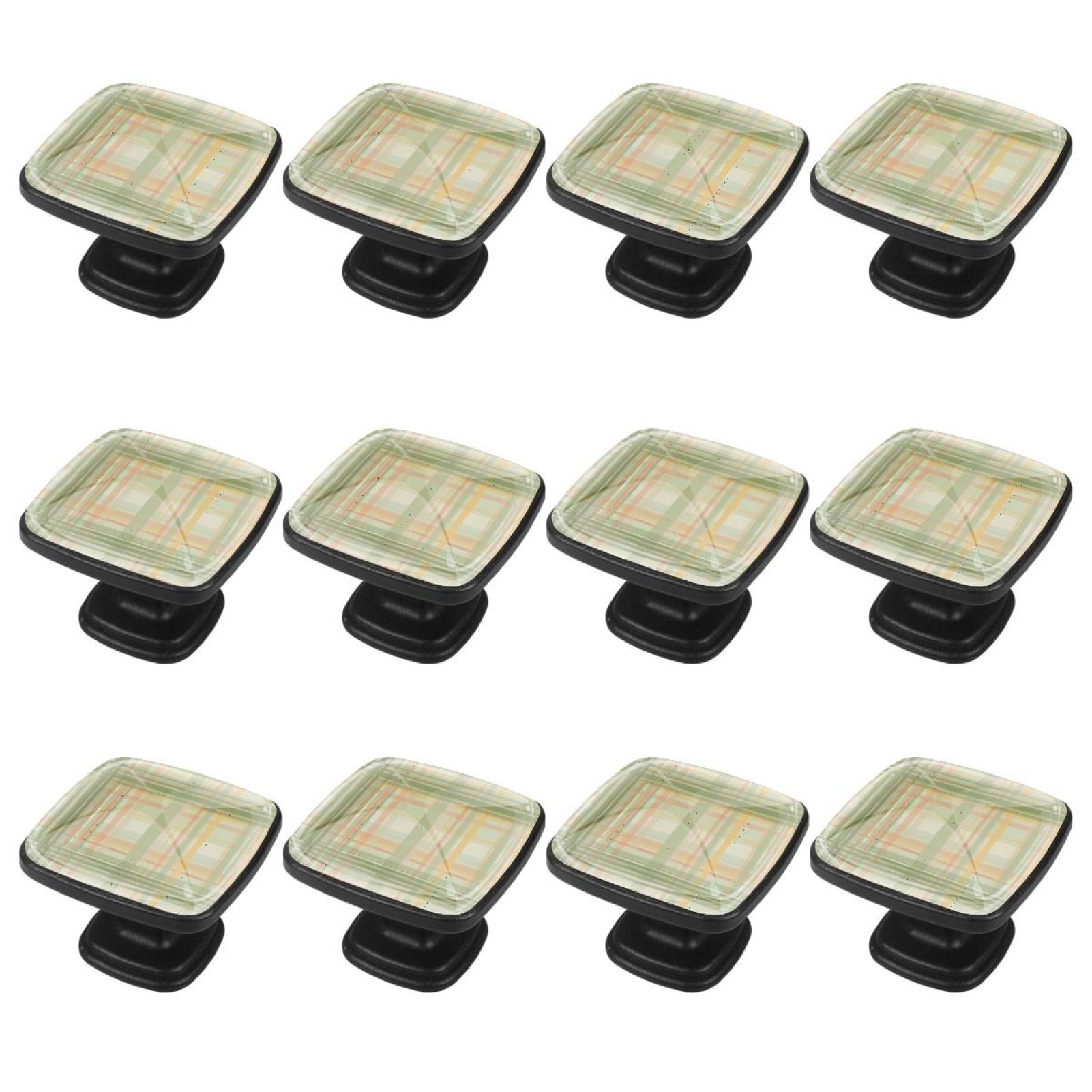 12 Pcs Cabinet Handle Drawer Pulls Lattice Knobs with Screws Square ...