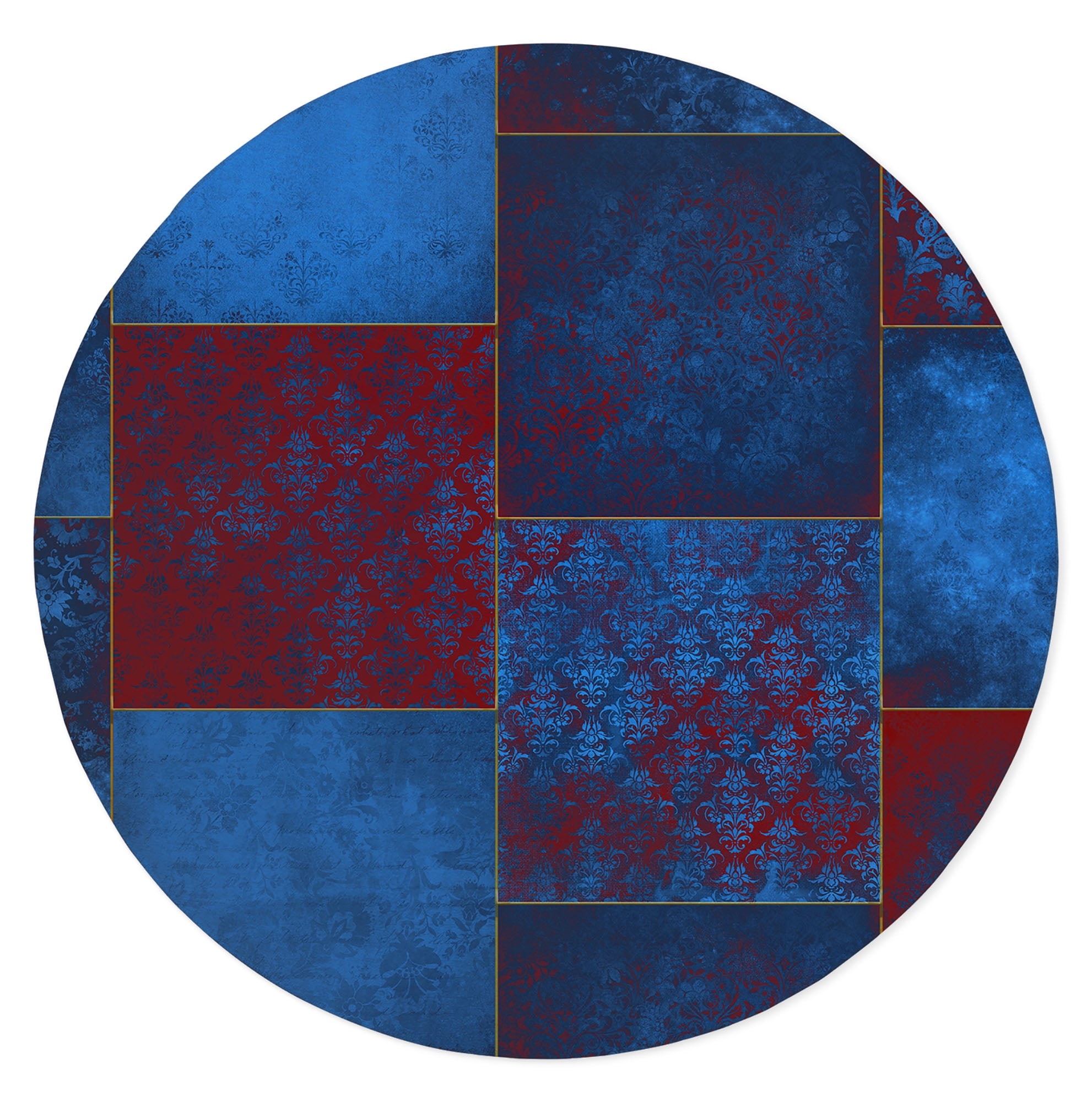 Eclectic Bohemian Patchwork Blue and Red Office Mat by Kavka Designs ...