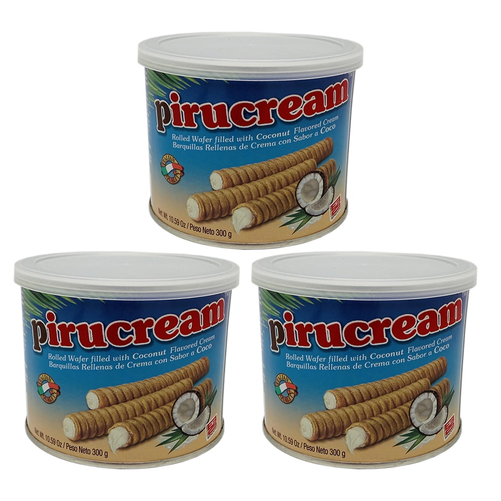 Pirucream Cream Filled Rolled Wafer. Coconut Flavour. Crispy and Light ...