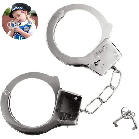 Toy Handcuffs with Keys Metal Handcuffs Costume Accessory Stage Party ...