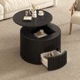 CQSXDA Round Lift Top Coffee Table Crafted from Fluted Wood, Elegant ...