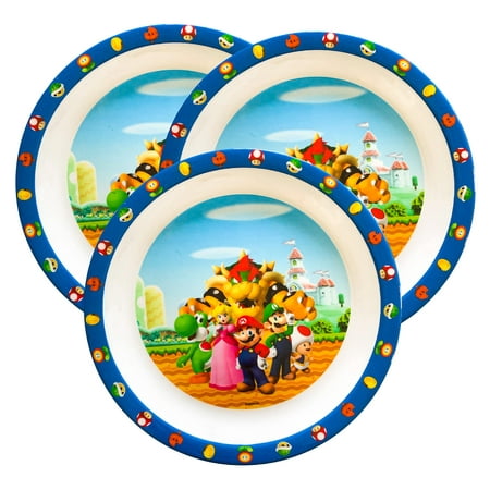 Franco Kids Dinnerware Cartoon Designed Set of 3 Kitchen Plates, 8 ...