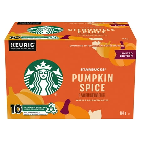 Starbucks Pumpkin Spice Flavoured Ground Coffee K-Cup Pods, 10ct, 10ct ...