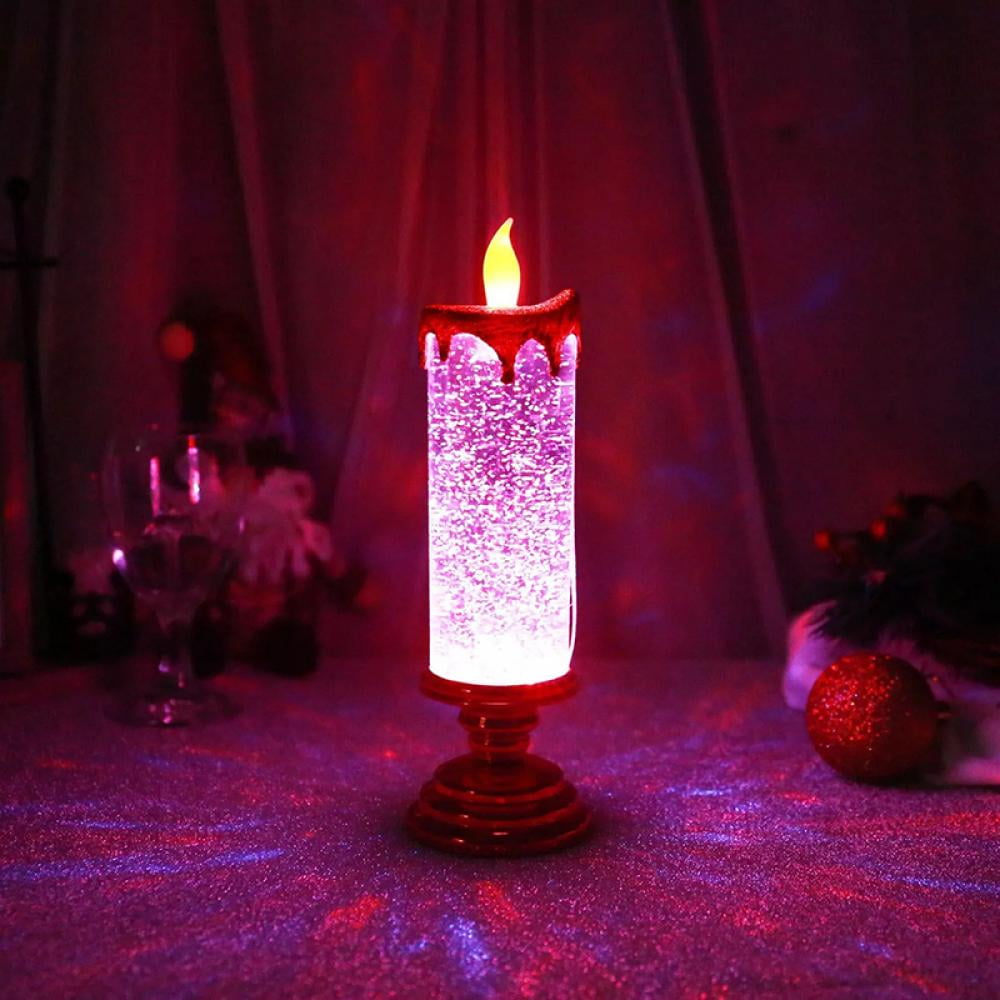 LED Water Candle with Glitter USB Rechargeable Color Changing ...