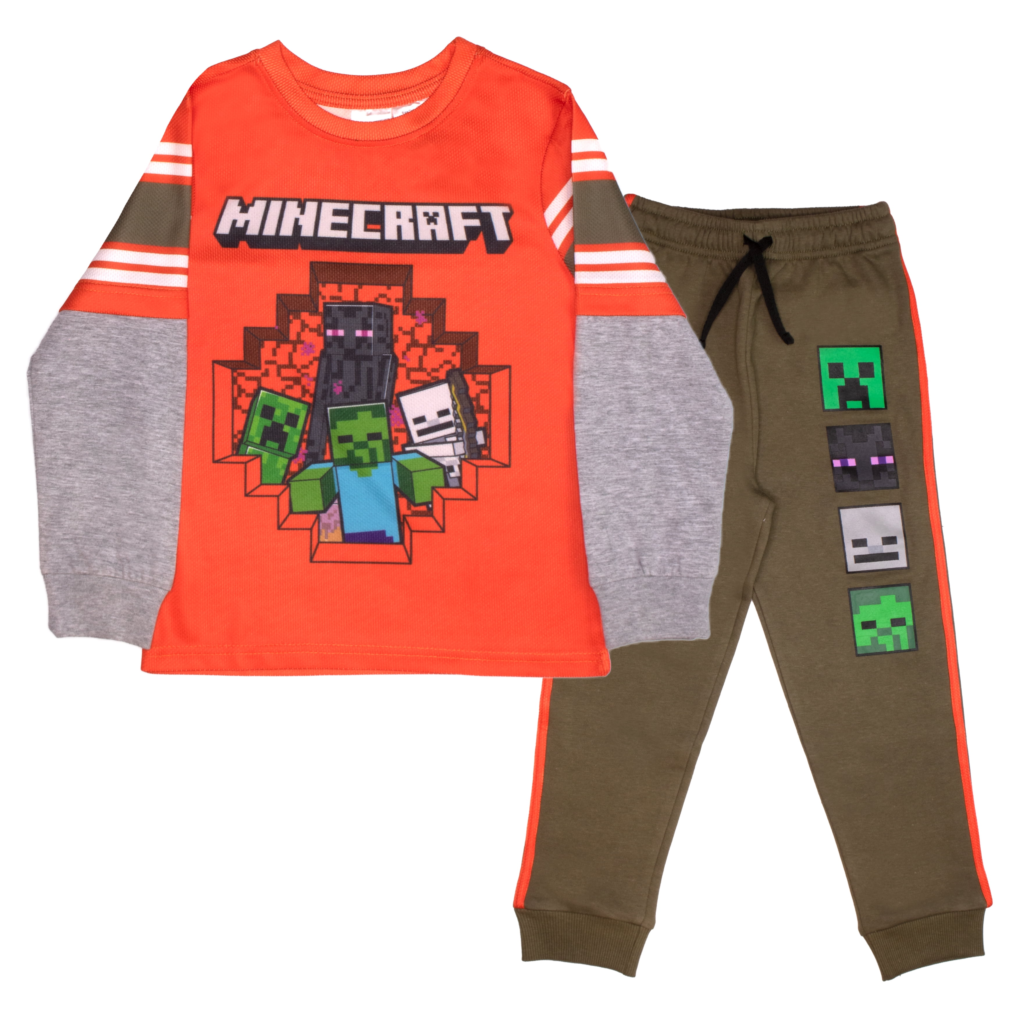 Minecraft Video Game 2-Piece Set, Boys Long Sleeve Active Mesh T-Shirt ...