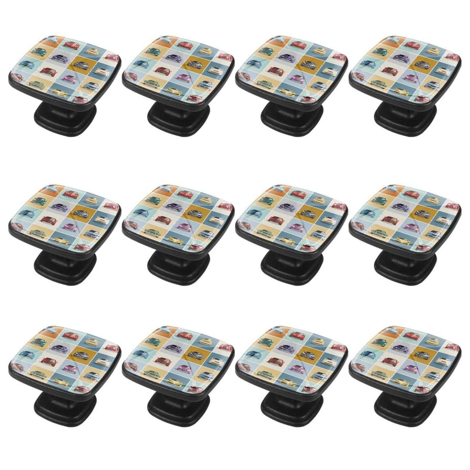 12 Pcs Cabinet Handle Drawer Pulls Car Icons Knobs with Screws Square ...