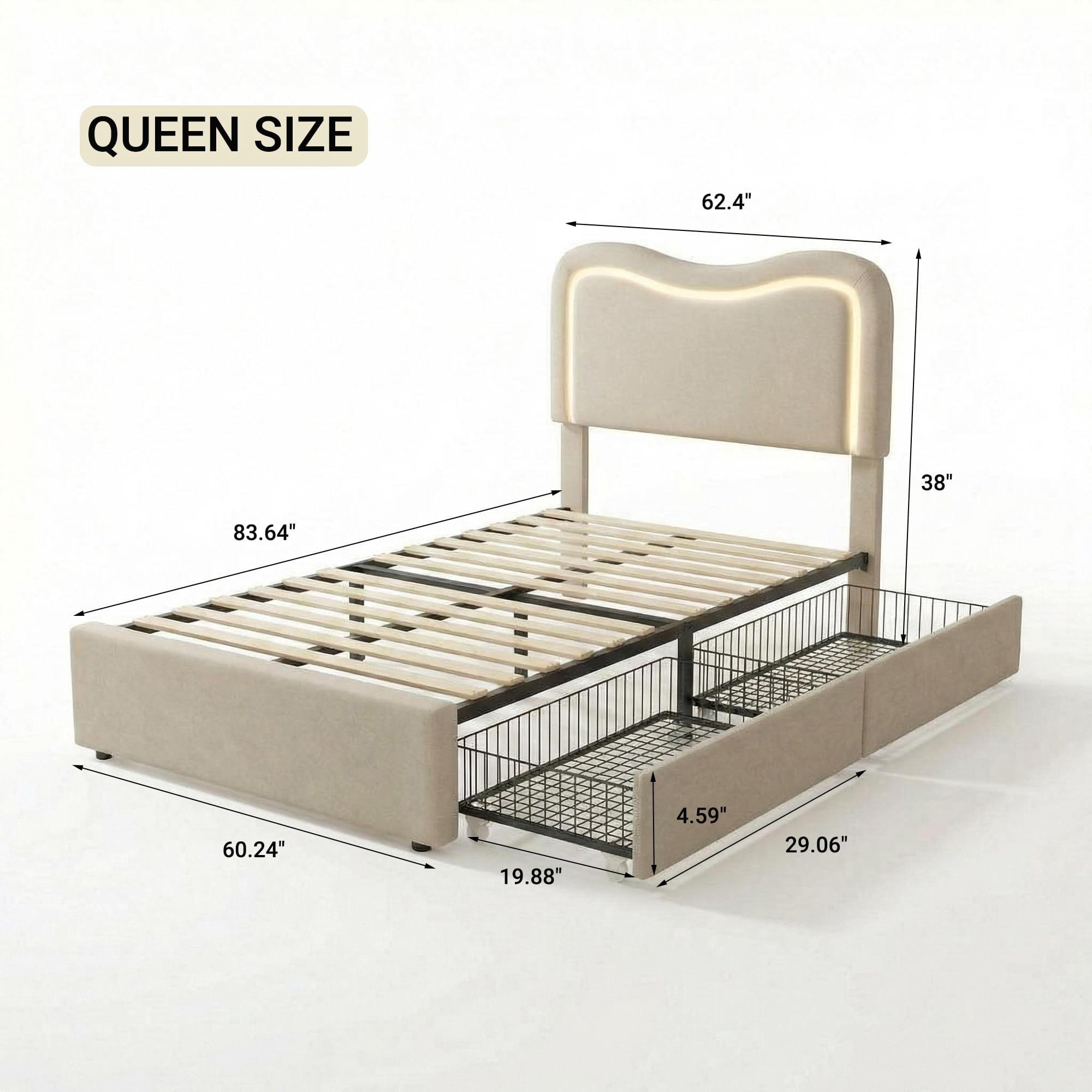 Click here for Edtara Boucle Upholstered Bed Frame With Led Headb... prices