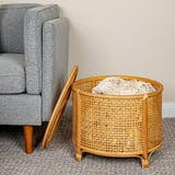 Creative Co-Op Round Bamboo and Rattan Accent Storage Table, Natural - Walmart.com