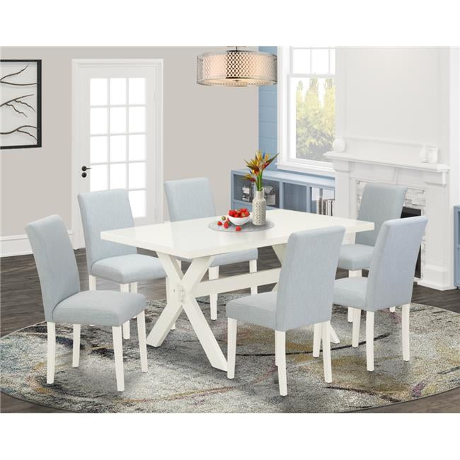 7 Piece X-Style Kitchen Table Set - Linen White - Walmart.com