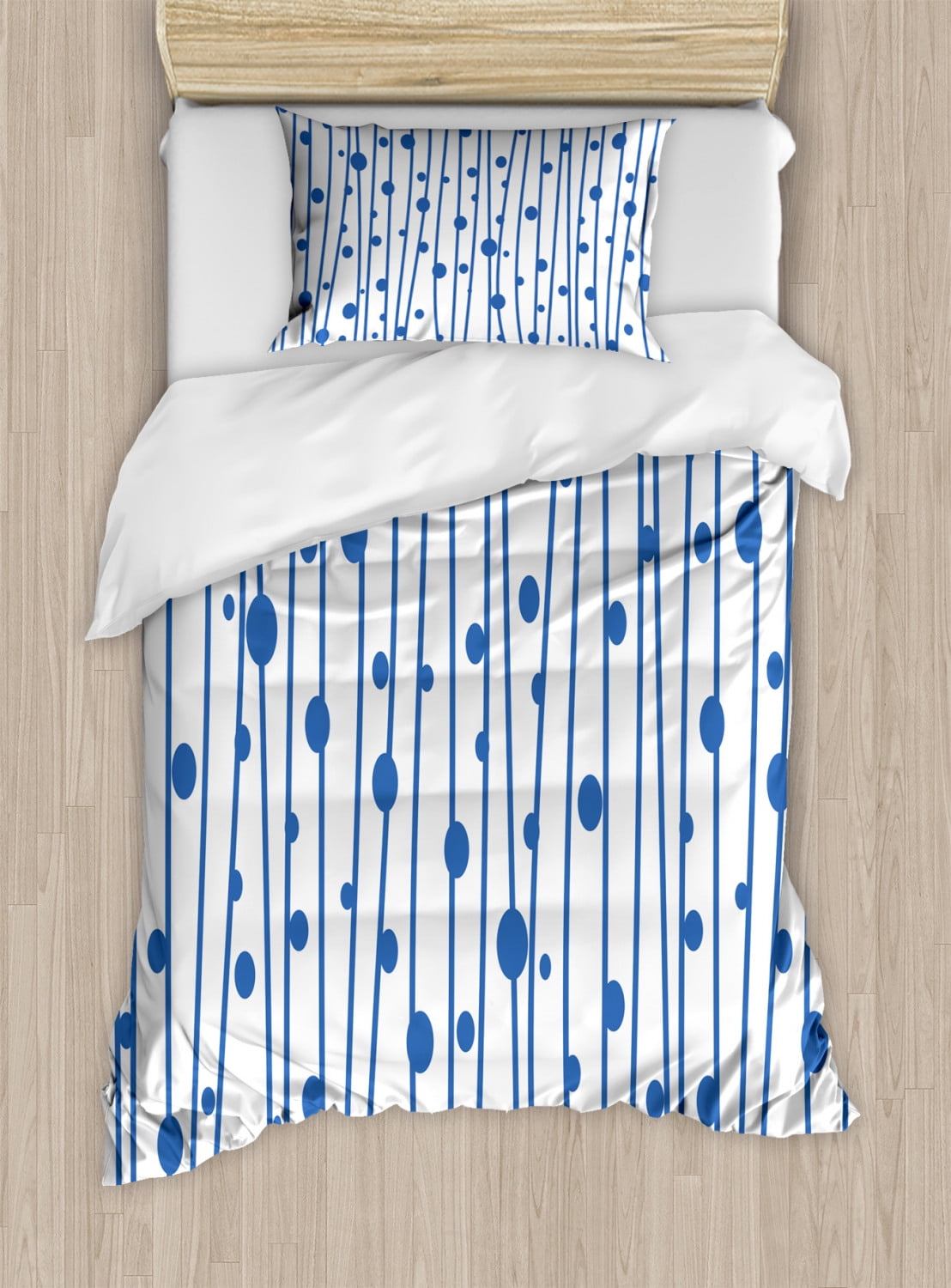 Blue and White Duvet Cover Set Twin Size, Abstract Circular Water Drops ...