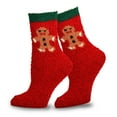 TeeHee Women's Christmas Fuzzy Crew Socks 3-Pack (Santa/Stripes), Size ...