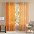 Bright Orange Ombre Sheer Curtains 72 Inch Long 2 Panels, Amber Wood ...