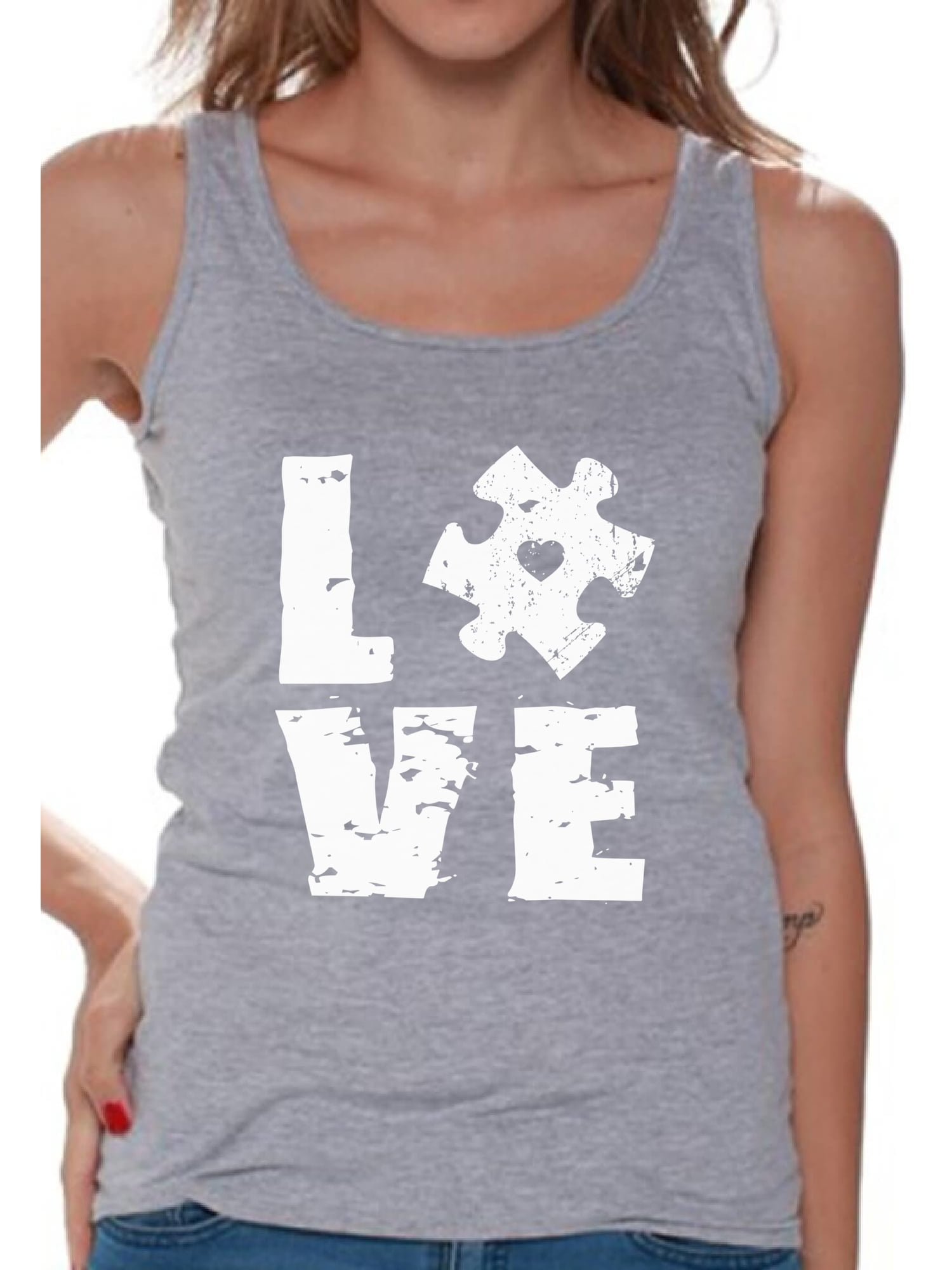 Awkward Styles Love Puzzle Tank Tops for Women Autism Awareness Tank ...