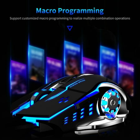 AULA S20 USB Wired Gaming Mouse Programmable 2400DPI Optical Ergonomic Mouse with 4-color ...