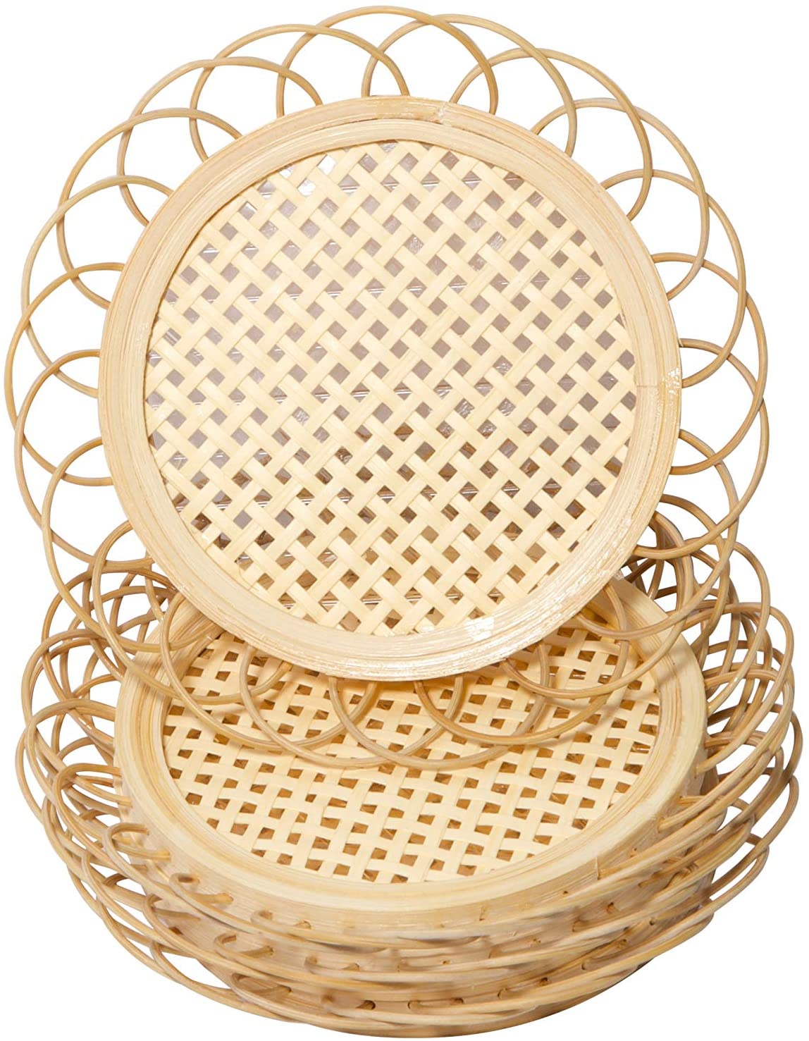 Shenmeida 4Pcs Handmade Bamboo Coasters for Room Decor - Boho Coasters ...