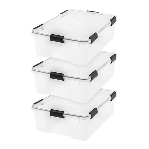 Iris Usa 41 Qt Weathertight Gasket Storage Box Clear 3 Pack Walmart