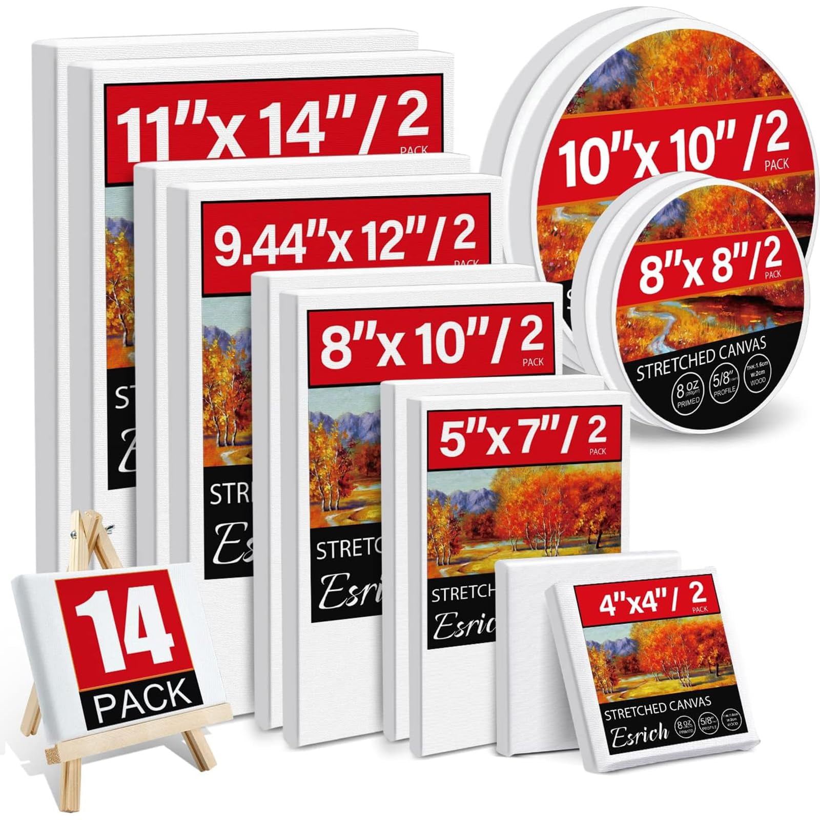 Click here for Esrich 14 Packs Stretched Canvases For Painting Mu... prices