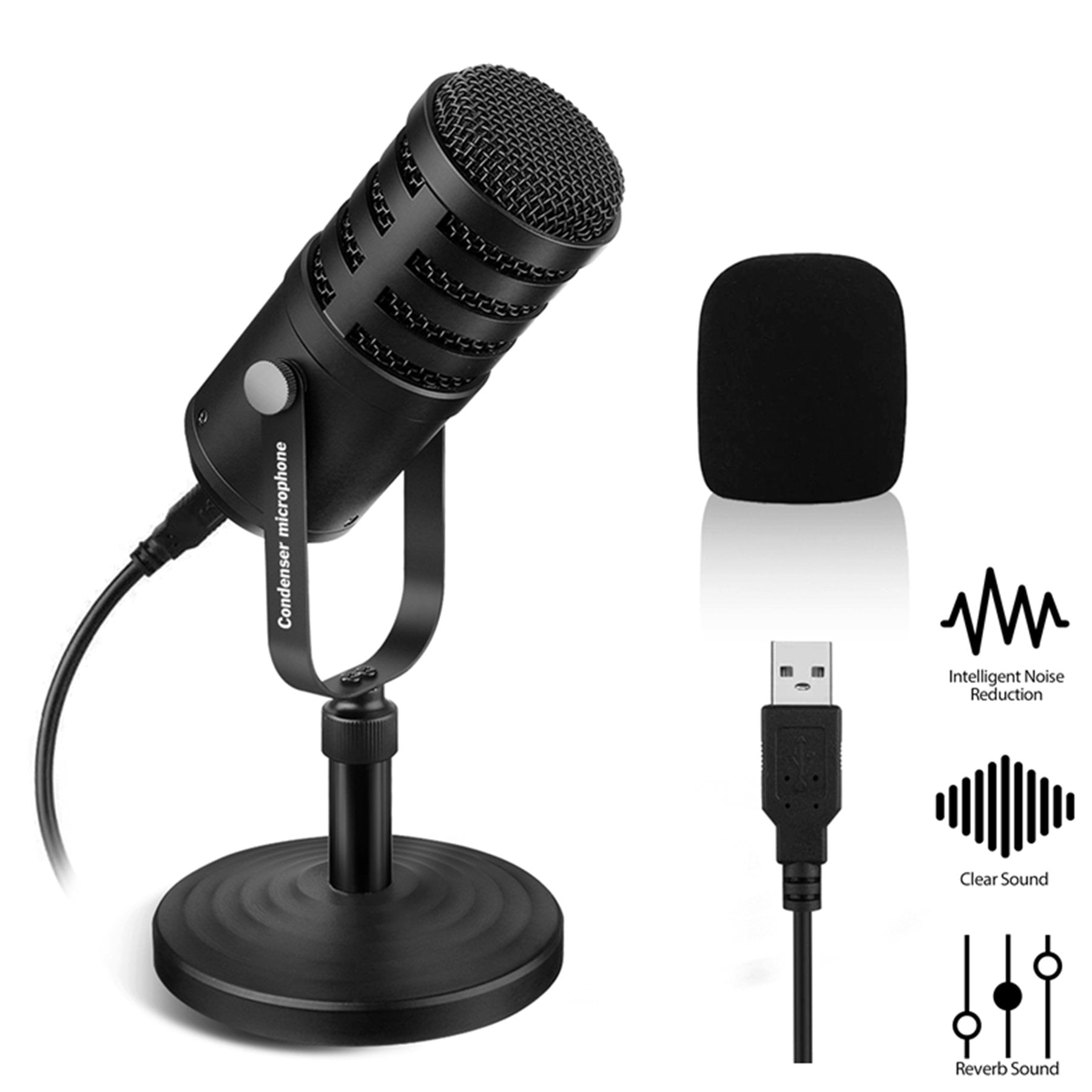 NASUM Professional USB Podcast Microphone with Stand, Intelligent Noise ...