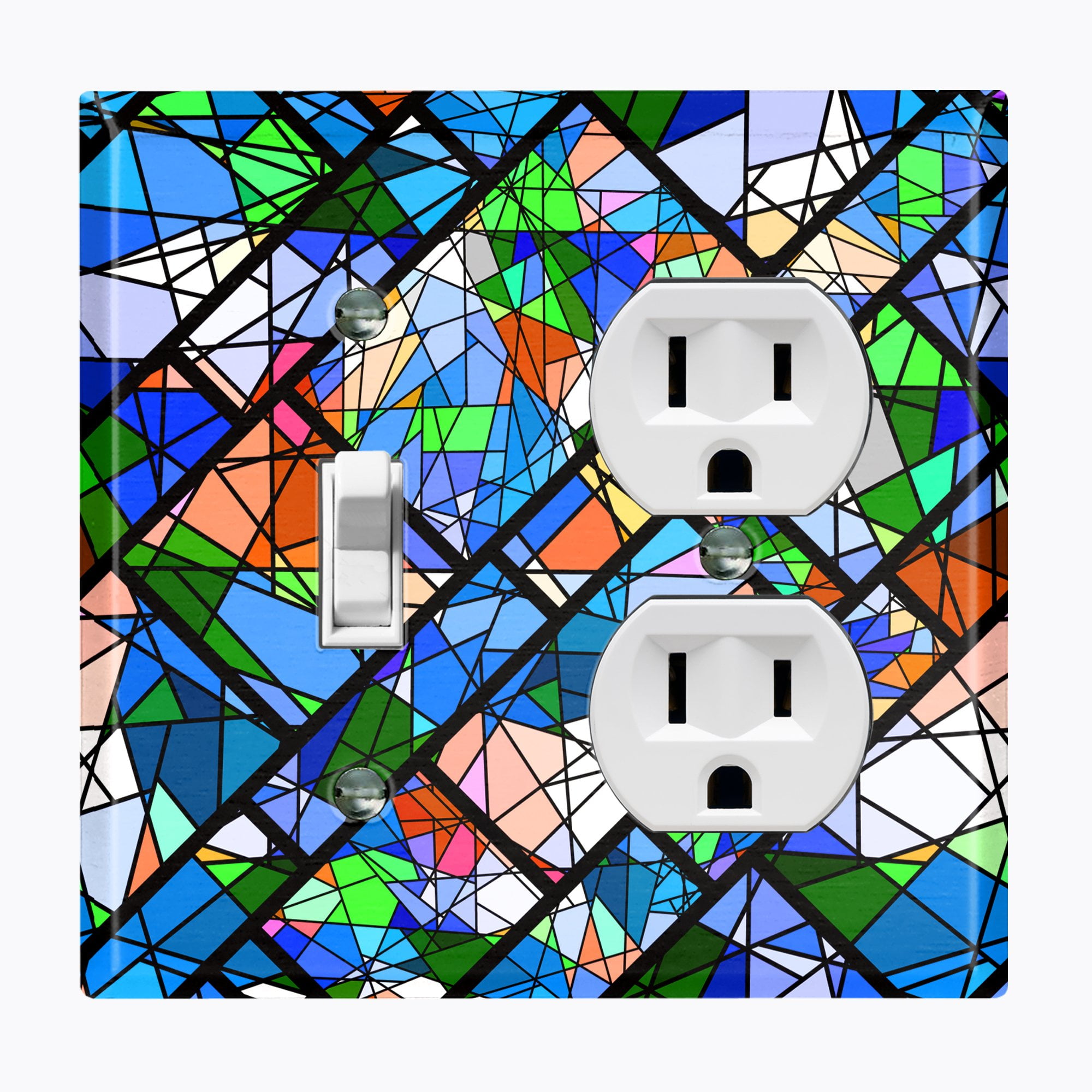 Metal Light Switch Plate Outlet Cover (Stained Glass Window Tile ...