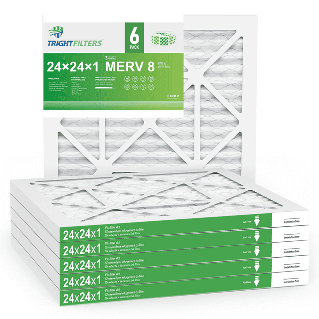 TRIGHTFILTERS 24x24x1 Air Filter MERV 8 Pleated HVAC AC Furnace Home ...