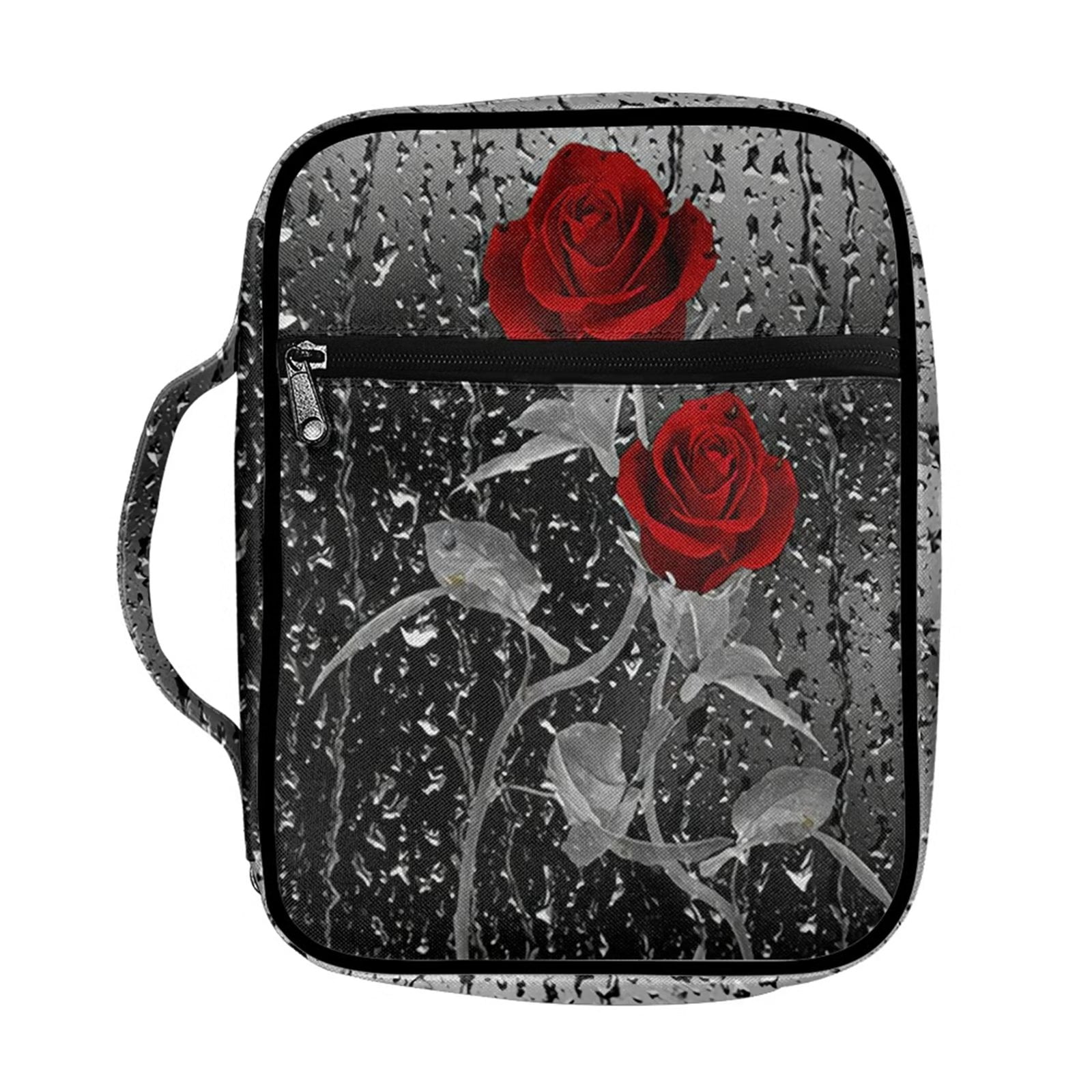 Suhoaziia Pray Girls Woman Bible Case,Comfortable Rain Red Rose Bible ...