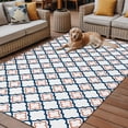 Abstract Outdoor Rug, Medieval Red Blue Geometrical Art Non-Slip Area ...
