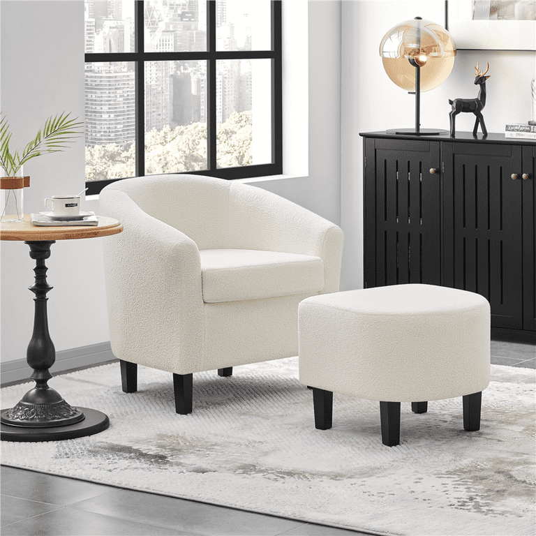 Ivory chair with ottoman store