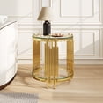 19.7" Round Glass End Table, 2-Tier Clear Tempered Glass Side Table ...