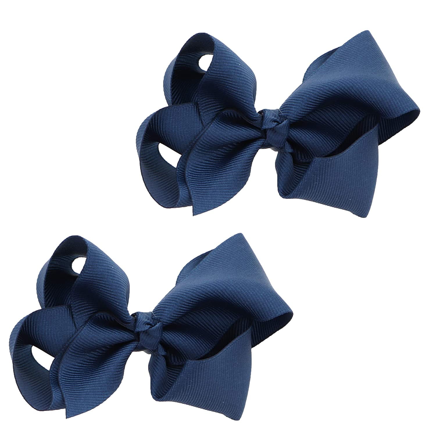 3 Inch Grosgrain Bow for Little Girls- Set of 2 (Navy) - Walmart.com