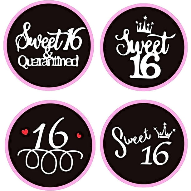 Sweet Sixteen 16th Birthday Favor Labels, 2In - 240 Stickers (Black ...
