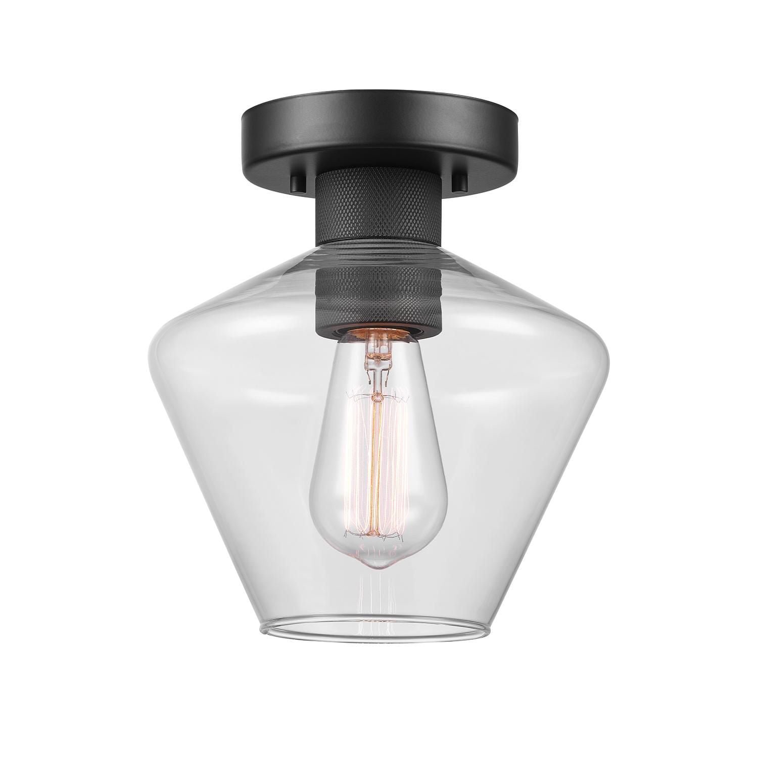 Click here for Globe Electric 1-Light Matte Black Semi-Flush Moun... prices