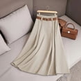 Ediodpoh Skirts for Women Solid Color Casual Pleated Skirt Flowy Midi ...