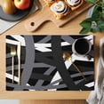 Abstract Art Cotton Linen Placemats Set of 6, White Black Gray Line ...