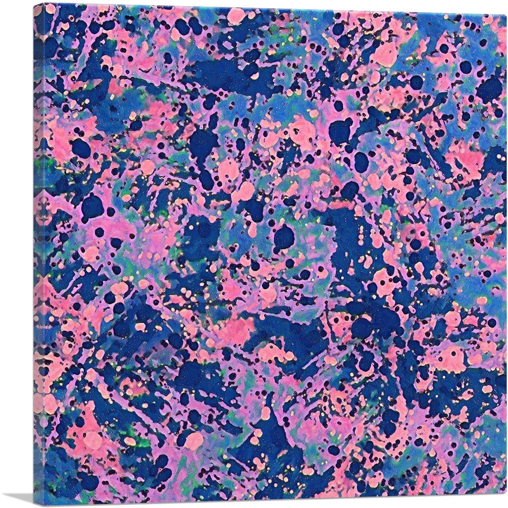 ARTCANVAS Navy Blue Pink Paint Splatter Modern Canvas Art Print - Size ...