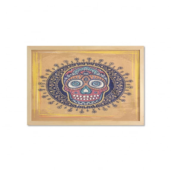 Bones Wall Art with Frame, Hand Drawn Grunge Style Sugar Skull with ...