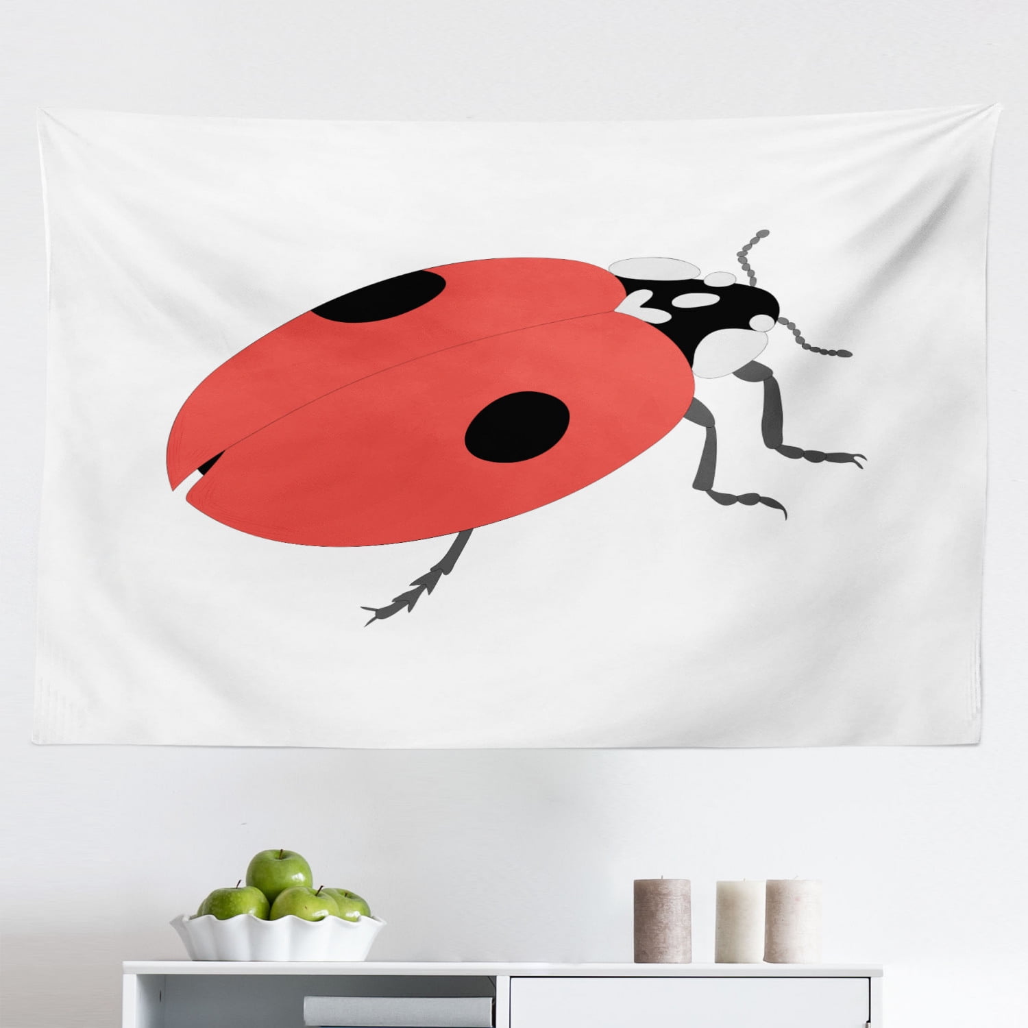 Ladybugs Tapestry, Monochrome Spotted Scary Large Insect Entomophobia ...