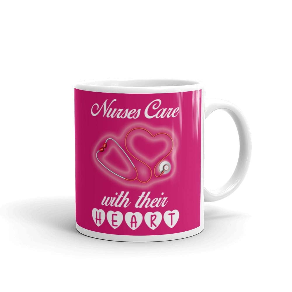 Nurses Care with their Heart RN Gifts Coffee Tea Ceramic Mug Office ...
