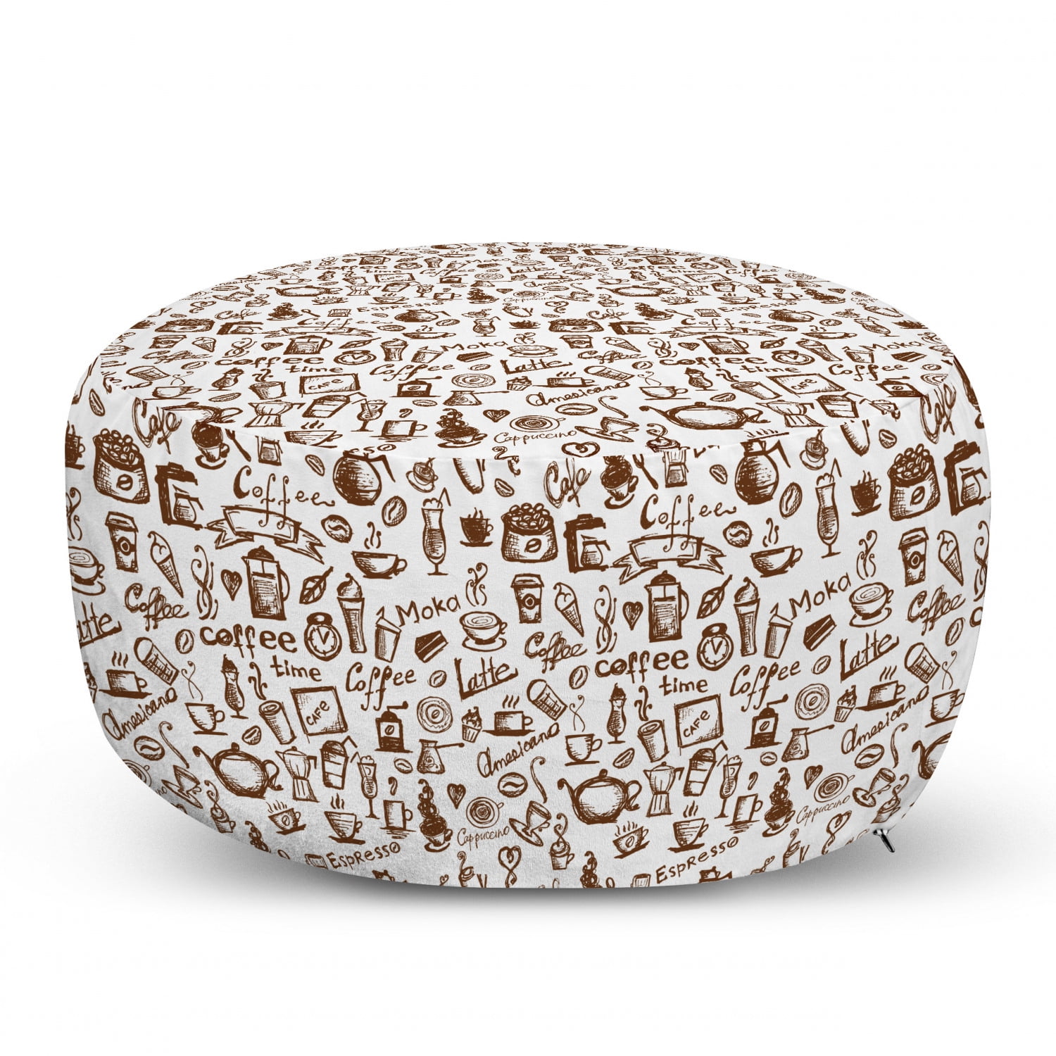 Coffee Pouf Cover with Zipper, Cool Drink Coffee Time Americano Mocha ...