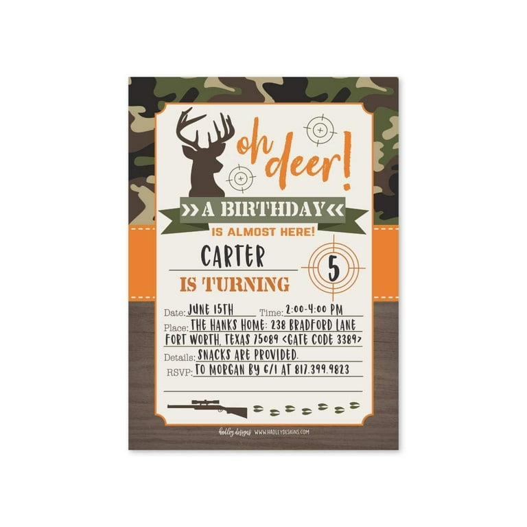 Hunting Theme Party Invitations Hunting Theme Birthday Party Invite,